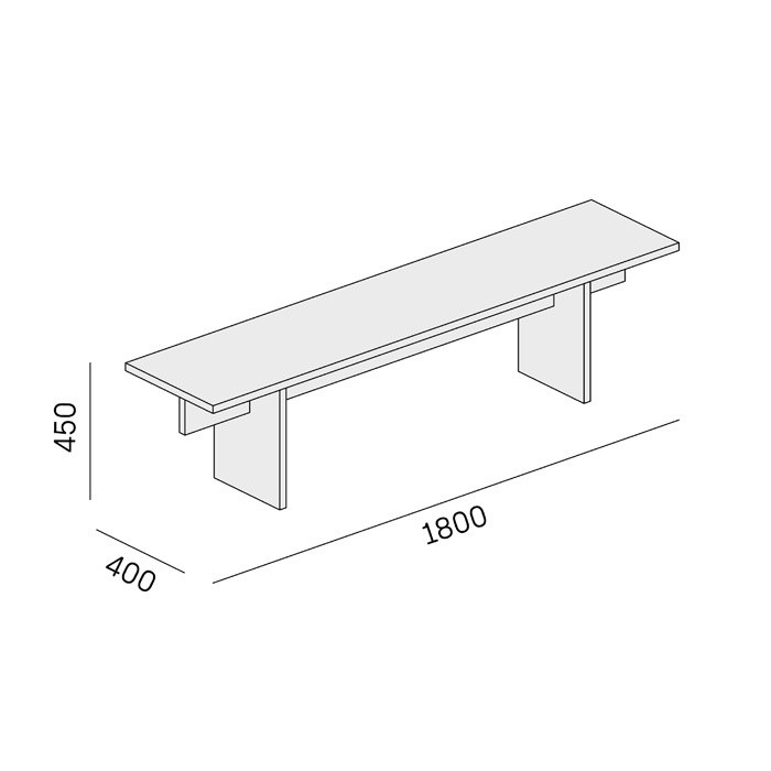 Bank SOLID, 1800 x 400 x 443 mm, Nussbaum | B2B Partner