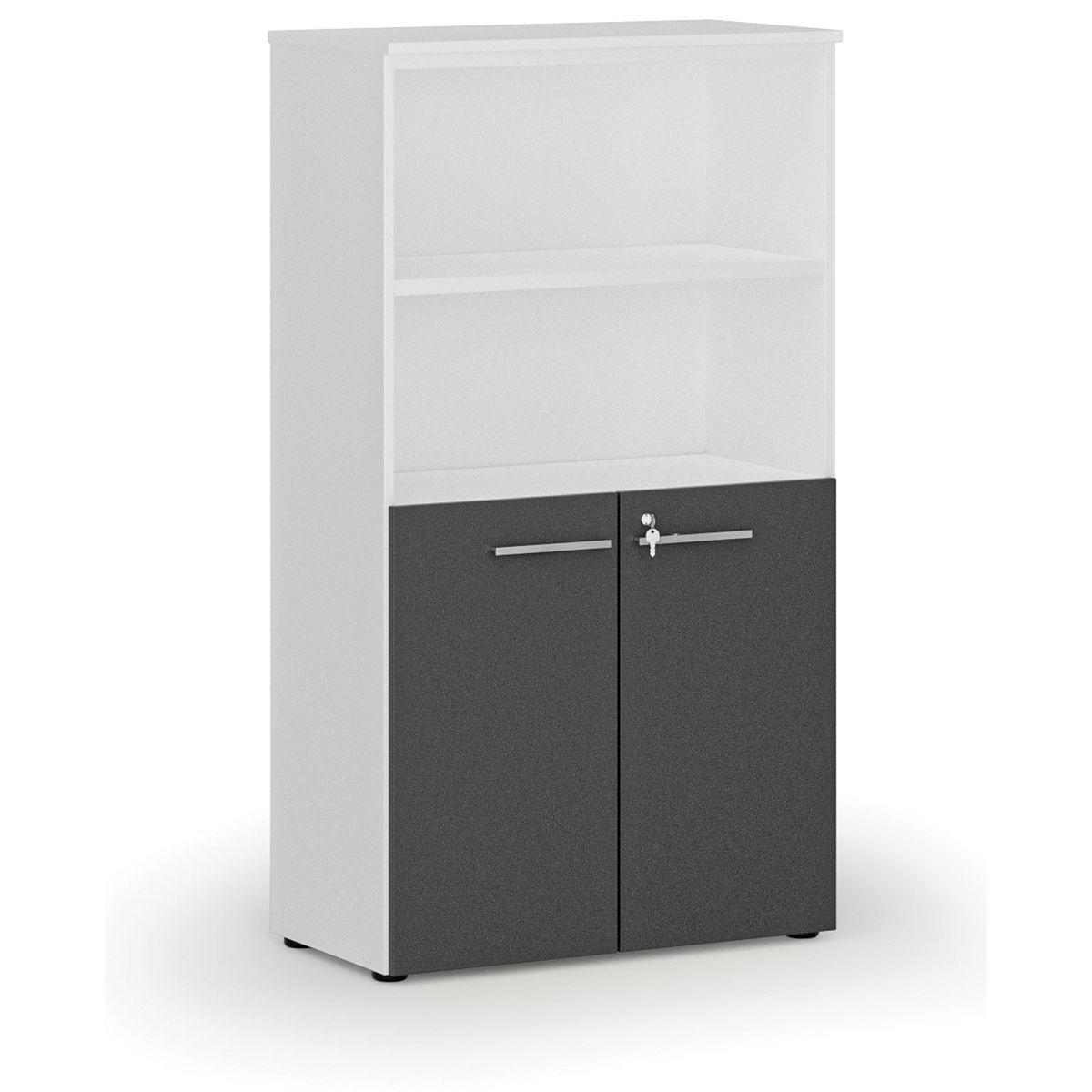 Büro-Kombischrank PRIMO WHITE, Tür auf 2 Etagen, 800 x 420 x 1434 mm ...