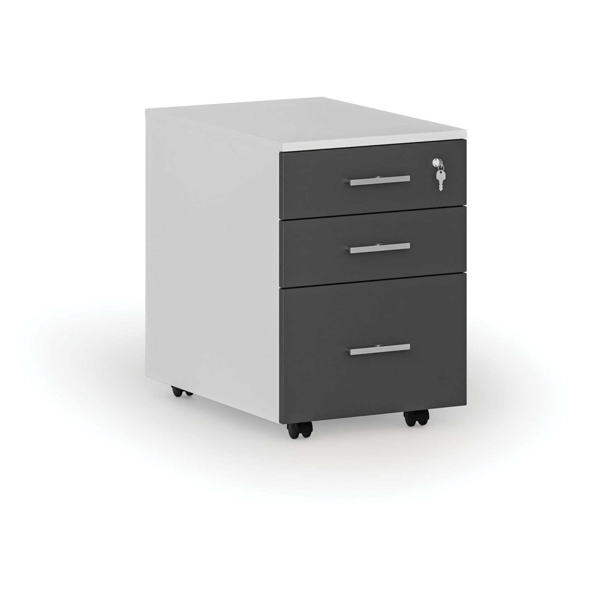 Büro-Rollcontainer für Hängeregister PRIMO WHITE, 3 Schubladen, weiß ...