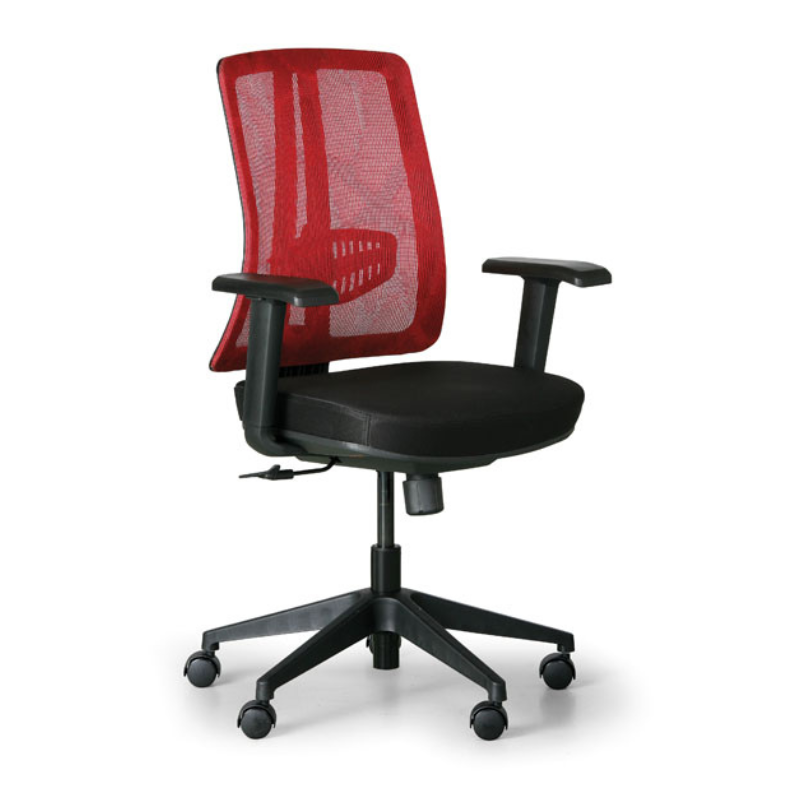 Bürostuhl HUMAN, Kunststoffkreuz, schwarz/rot | B2B Partner