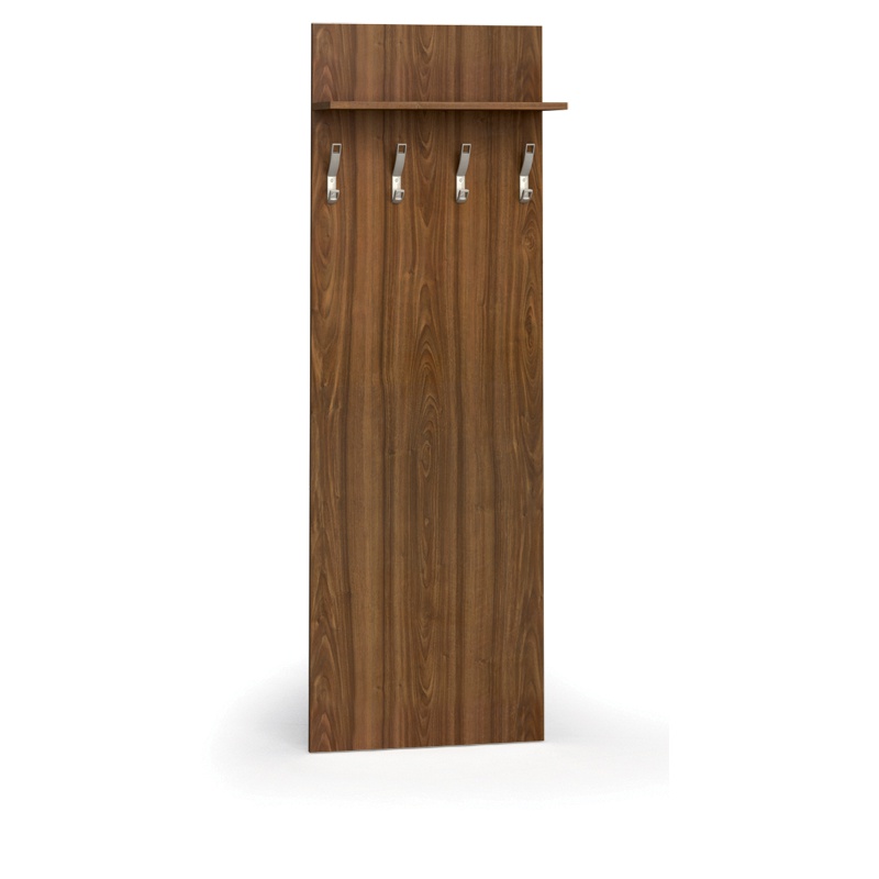 Garderobenwand PRIMO WOOD, 4 Kleiderhaken, Ablage, Nussbaum | B2B Partner