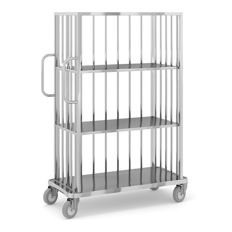 Nerezový vozík na bielizeň, 1220 x 580 x 1700 mm | B2B Partner