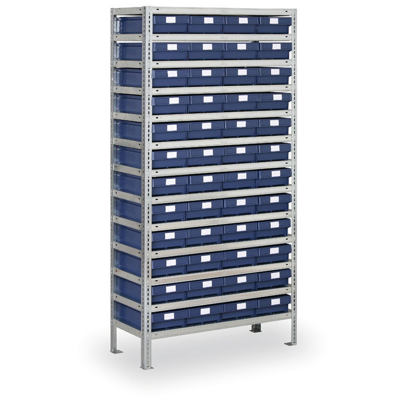 Regal mit Sichtlagerkästen MAX - 2000 x 500 x 1000 mm, 48x Typ F | B2B ...