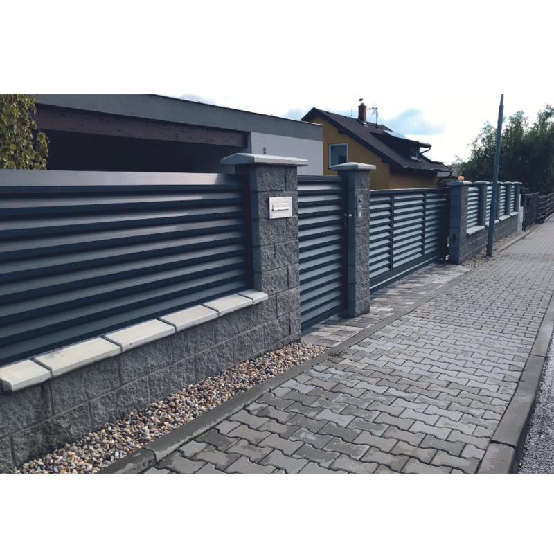 Zaunelement mit Z-Lamellen, 1253 x 2000 mm, mit Abdeckleiste, Anthrazit ...