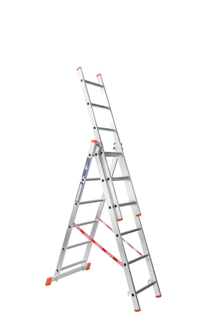 Dreiteilige Mehrzweck-Aluleiter HOBBY, 3x6 Sprossen, 3,65 m | B2B Partner