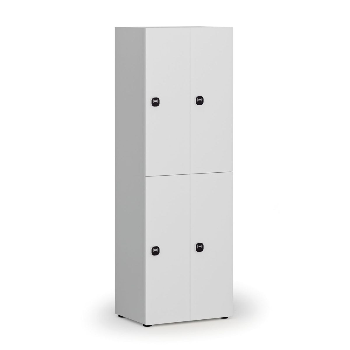 Dřevěná šatní skříňka s úložnými boxy, 4 boxy, RFID zámek, šedá/bříza ...