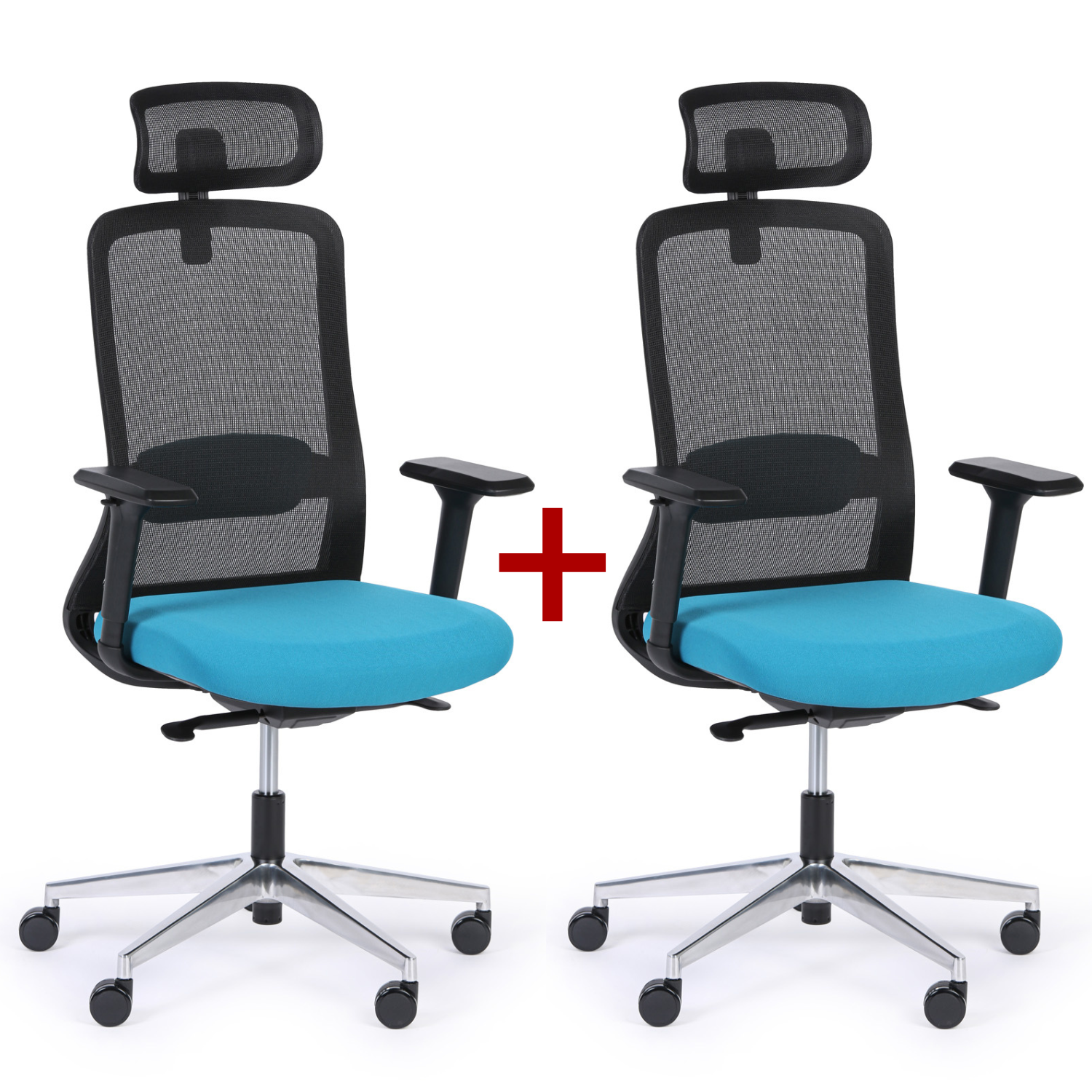 Kancelářská židle JILL 1+1 ZDARMA, černá/modrá | B2B Partner