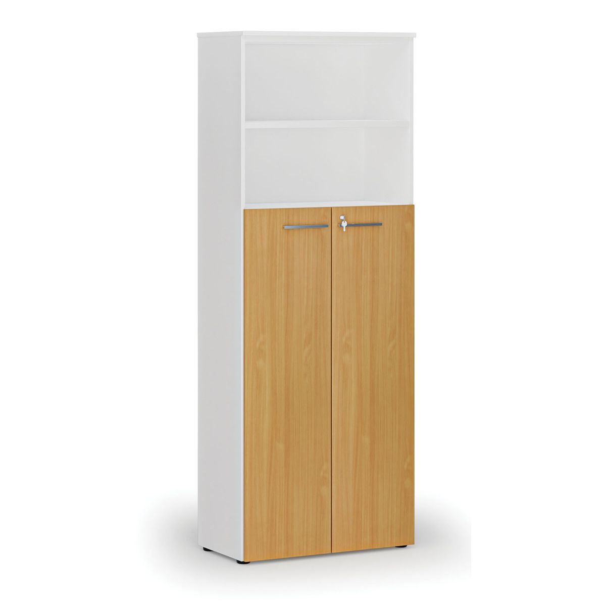 Kombinovaná kancelářská skříň PRIMO WHITE, dveře na 4 patra, 800 x 420 ...