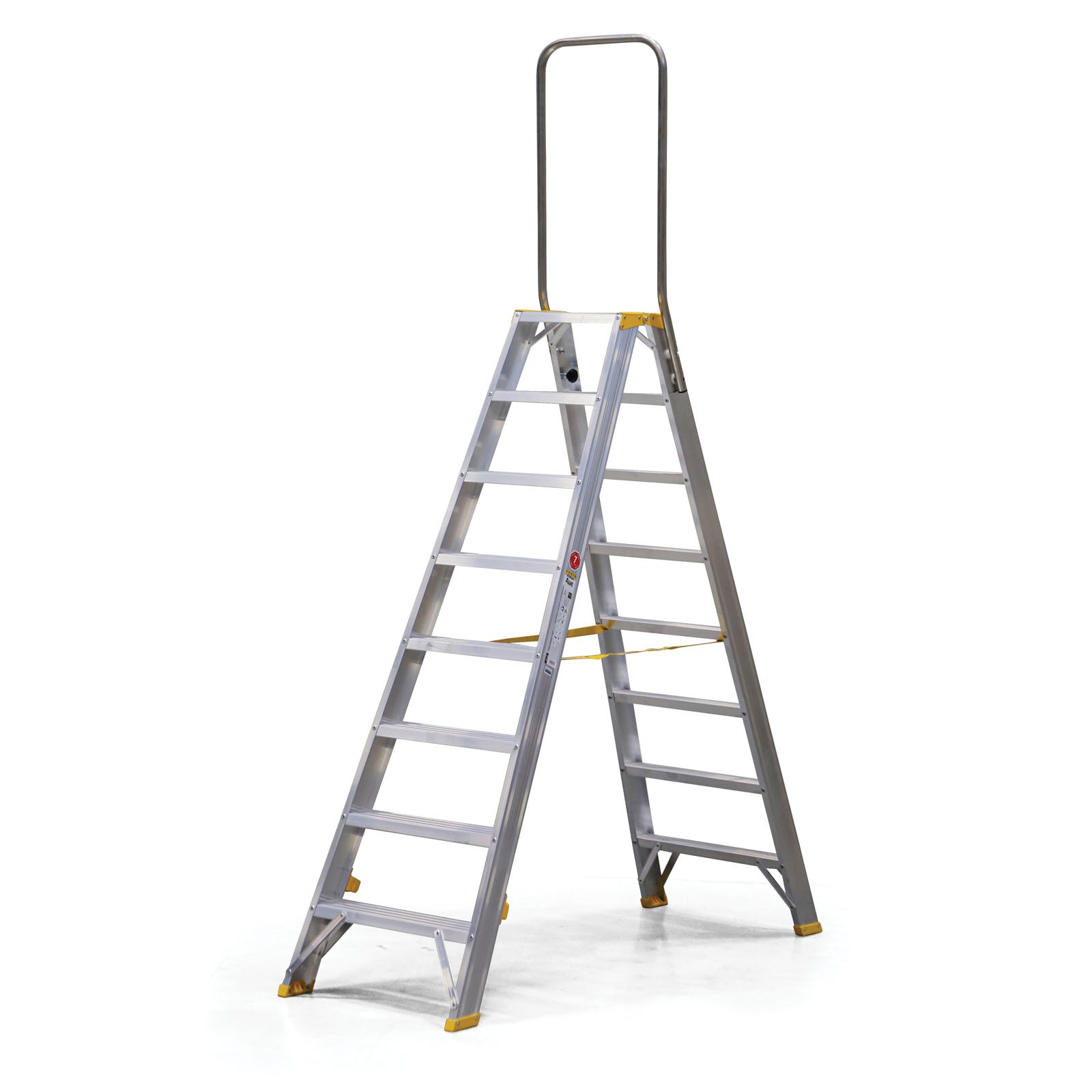 Oboustranné hliníkové schůdky ALVE FORTE s madlem, 2x8 stupňů, výška 1 ...