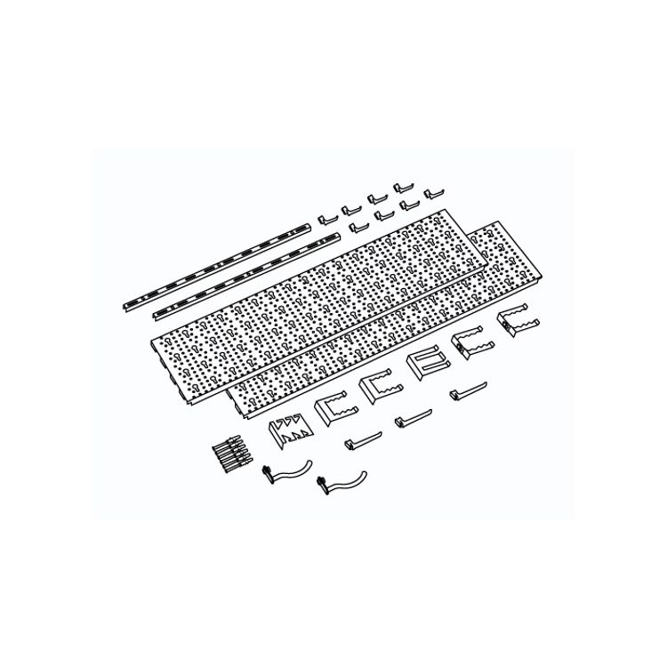Panel na náradie a boxy ELEMENT SYSTEM, sada s 18 držiakmi na náradie ...