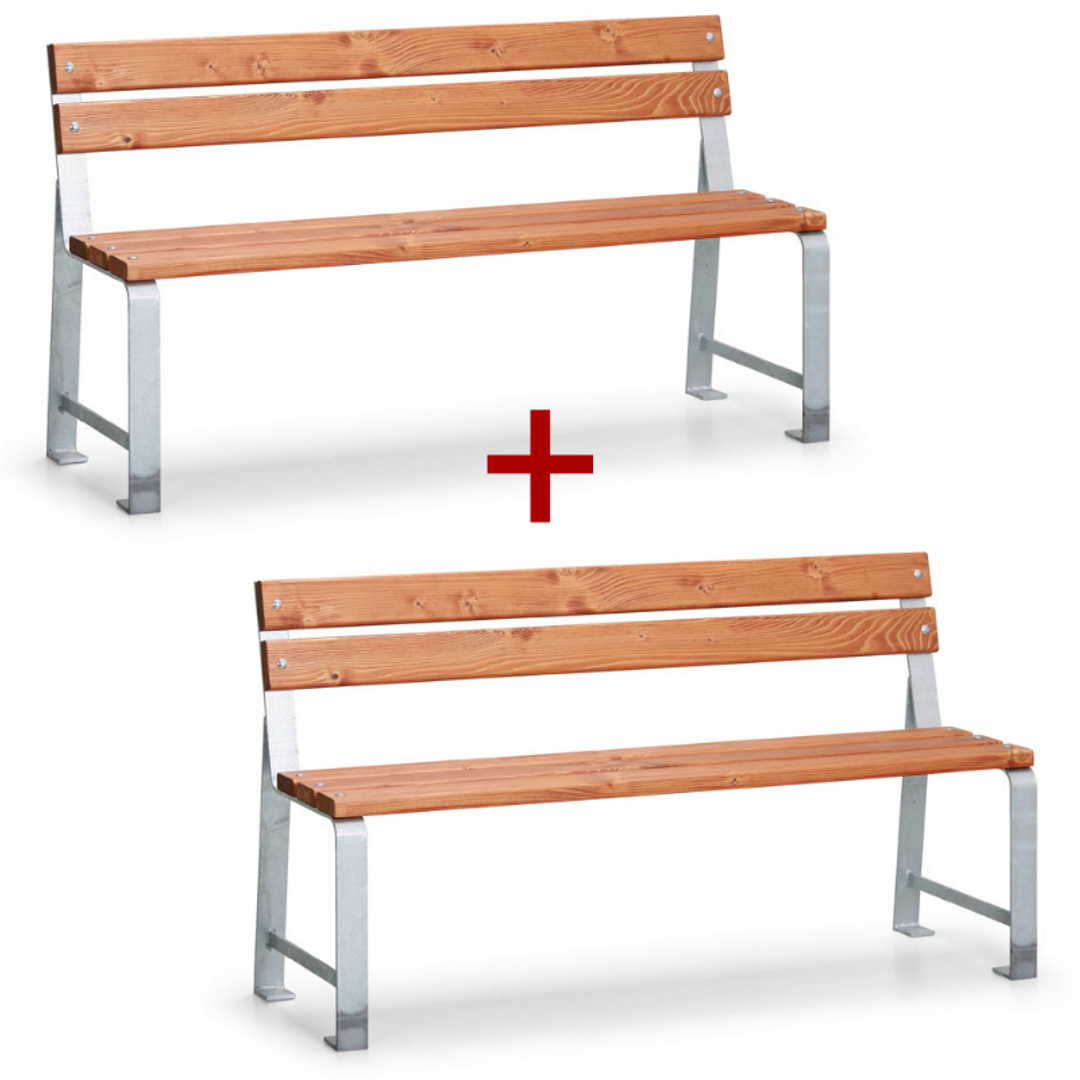 Kovová zahradní lavička SPRING, šedá | B2B Partner