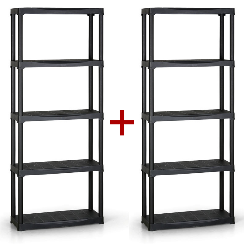 Plastový regál TEMPO 1+1 ZDARMA, 1740x700x300 mm, 5 polic | B2B Partner
