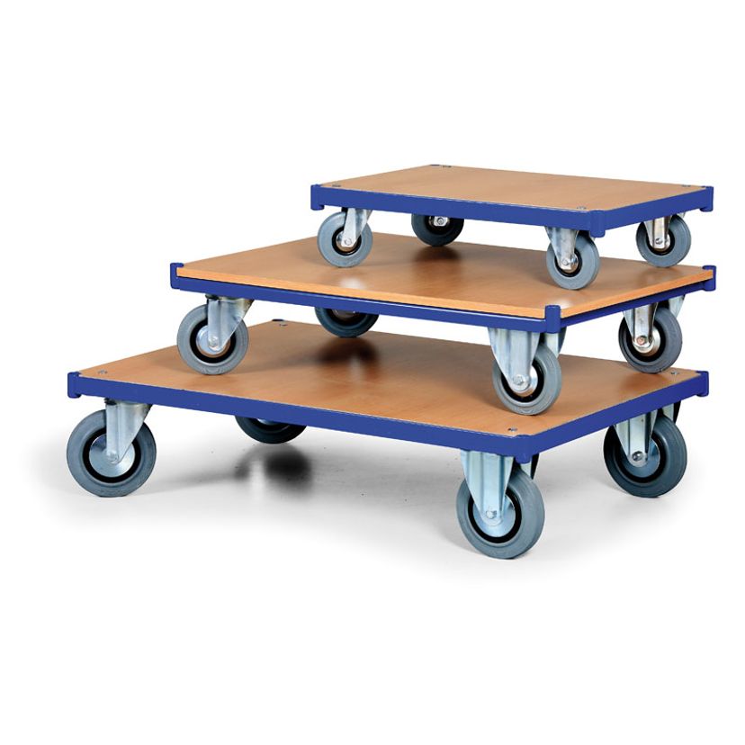 Pojízdná plošina, 1200x800 mm, nosnost 500 kg, kola 200 mm s šedou pryží | B2B Partner