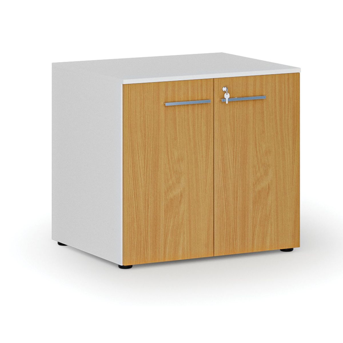 Szafa biurowa z drzwiami PRIMO WHITE, 800 x 640 x 735 mm, biały/grafit ...