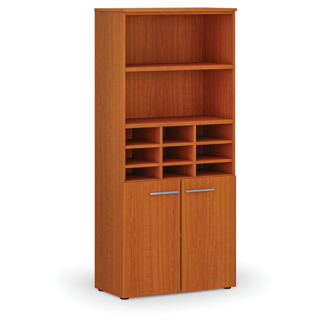 Třídicí regál s dveřmi PRIMO WOOD, 800 x 420 x 1781 mm, 9 přihrádek ...