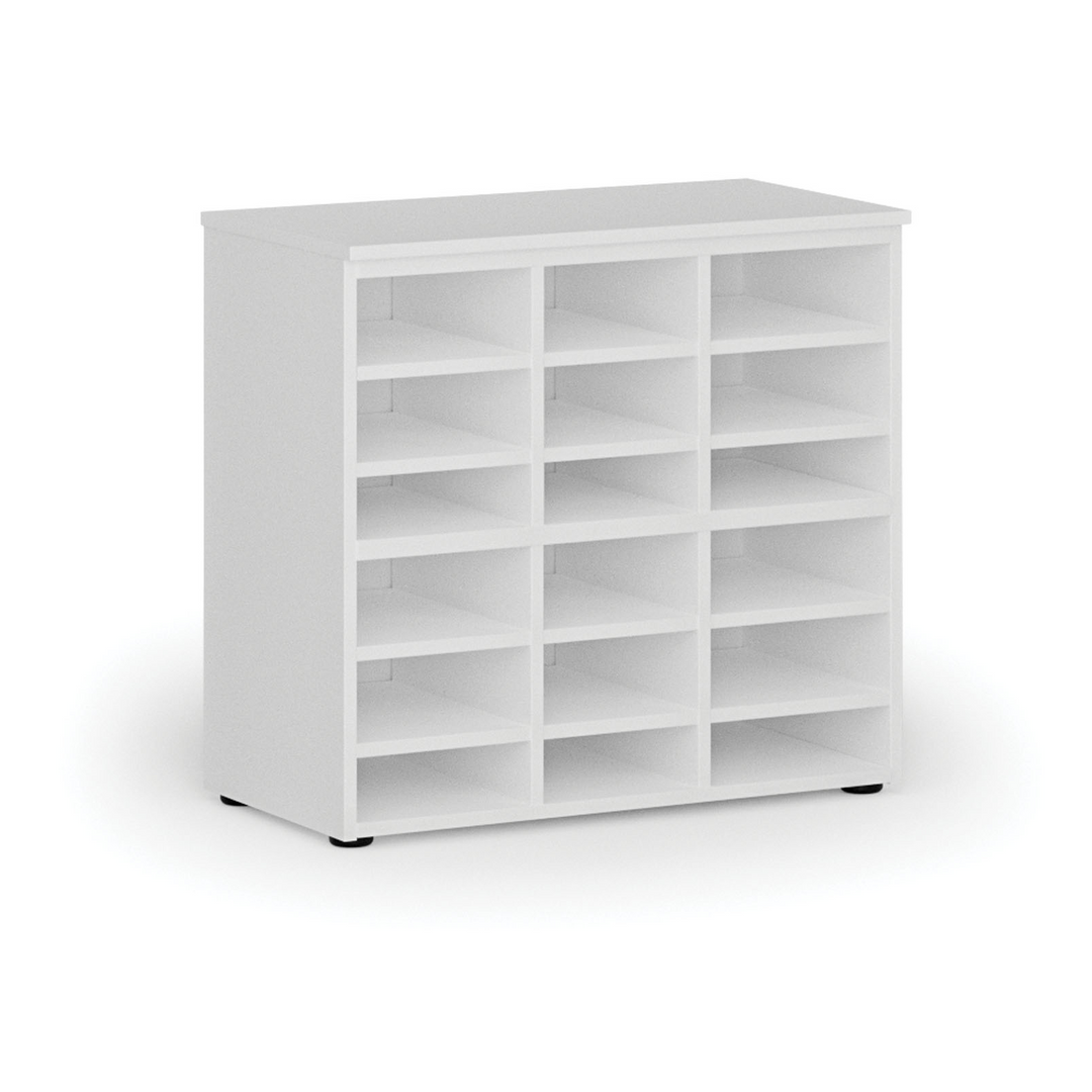 Triediaci regál PRIMO WHITE, 800 x 420 x 740 mm, 18 priehradok, biely ...