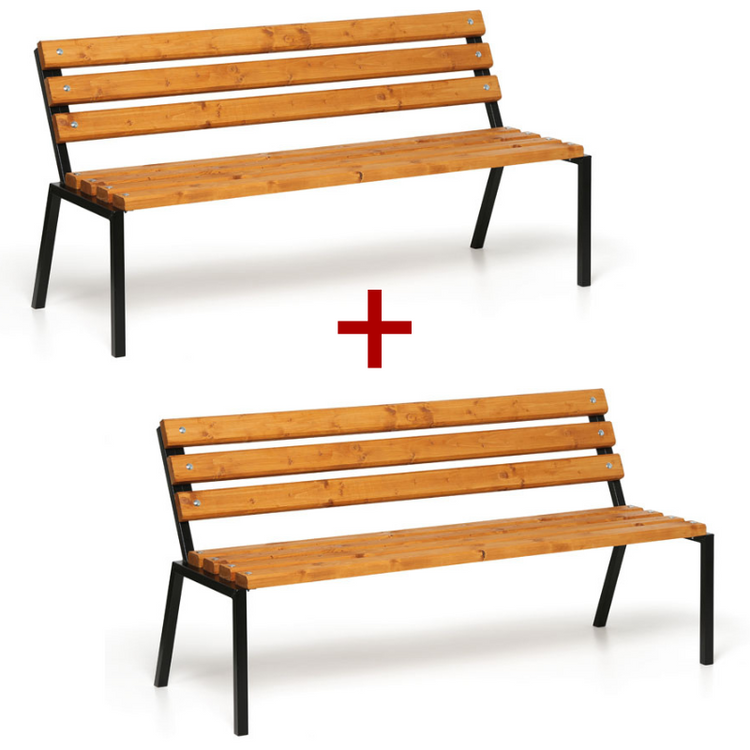 Venkovní lavička WOODY s opěradlem 1+1 ZDARMA, 1500 mm, mahagon tmavý ...