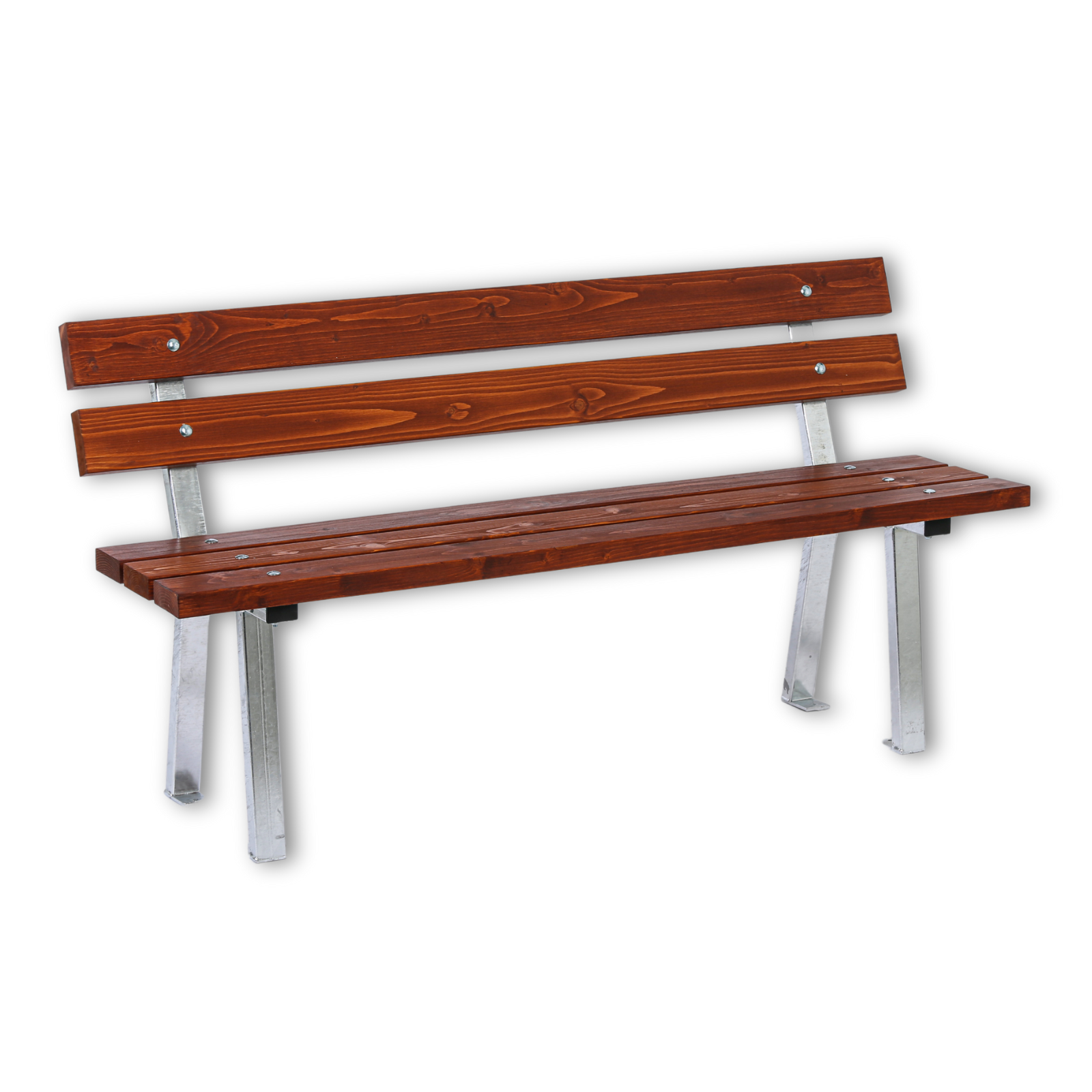 Venkovní lavička WOODY s opěradlem, nerezová, 1500 mm, mahagon tmavý ...